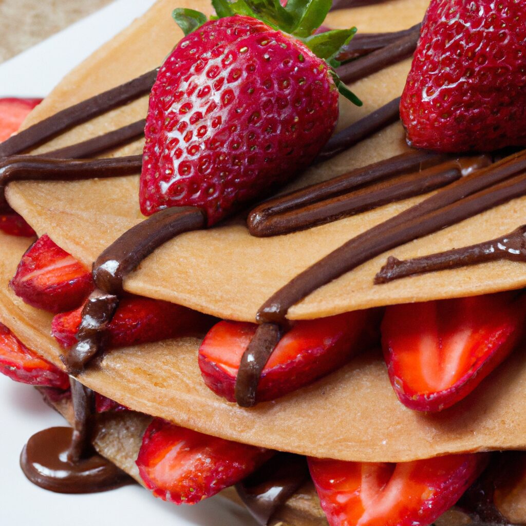 Receita de Panqueca Doce de Chocolate com Morango